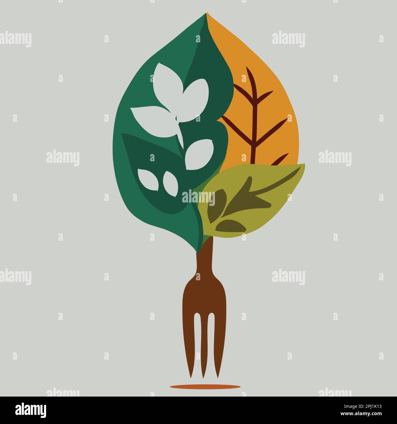 Abstract Fork and Leaves Vector Illustration Stock Photo - Alamy