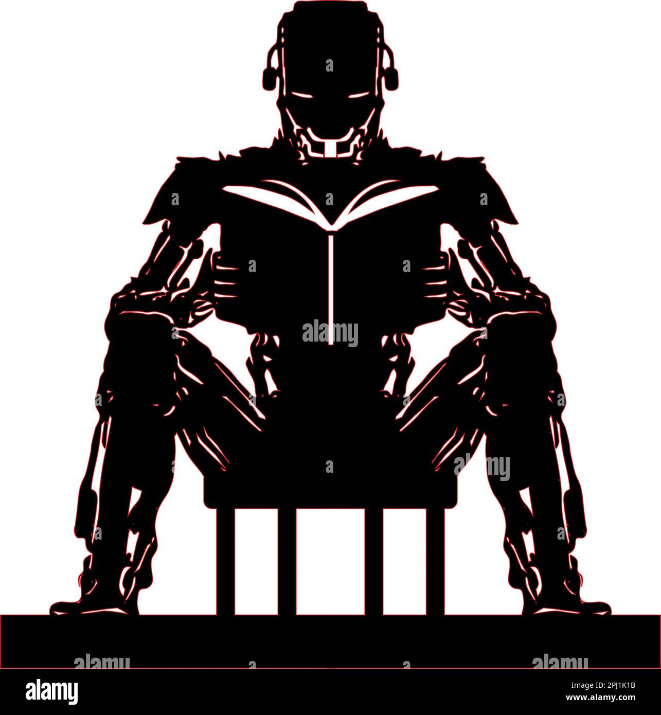 Silhouette of robot reading book hi-res stock photography and images ...