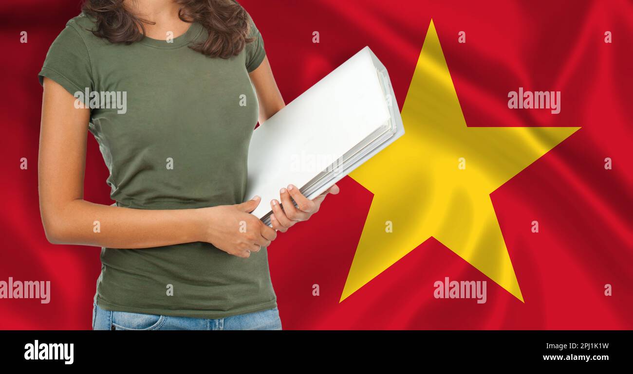 Half-length portrait of a female student with a folder. Foreign ...