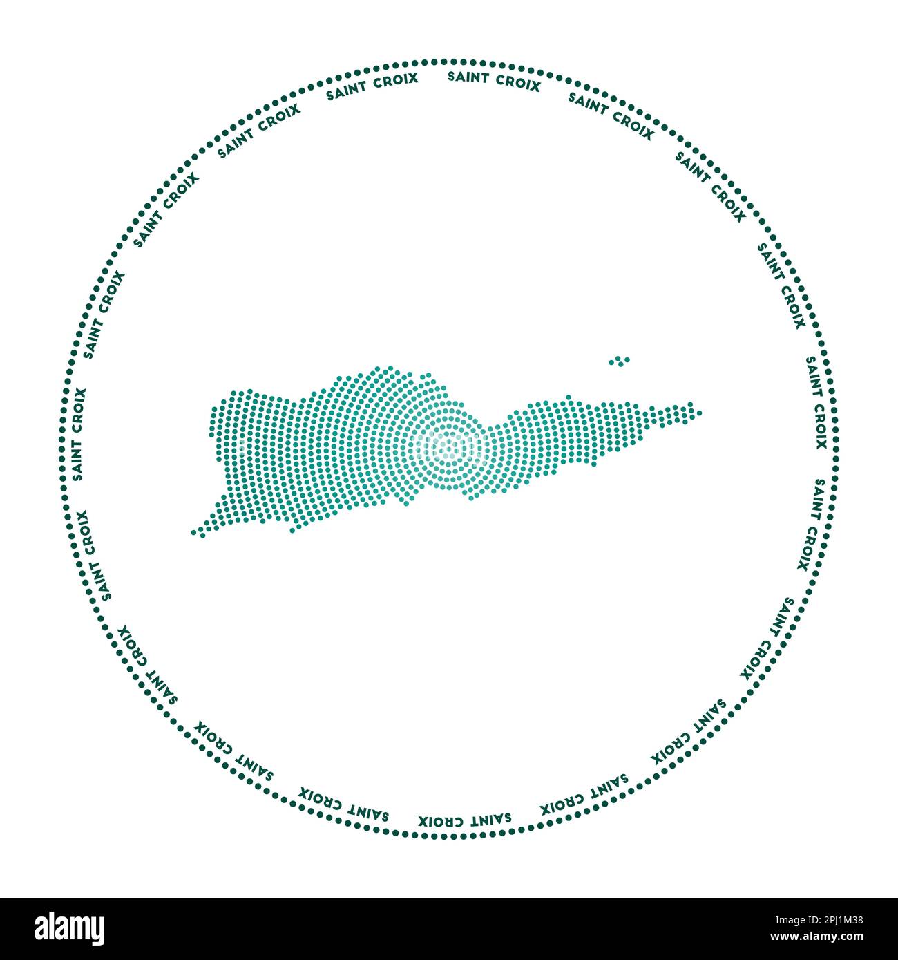 Saint Croix round logo. Digital style shape of Saint Croix in dotted ...
