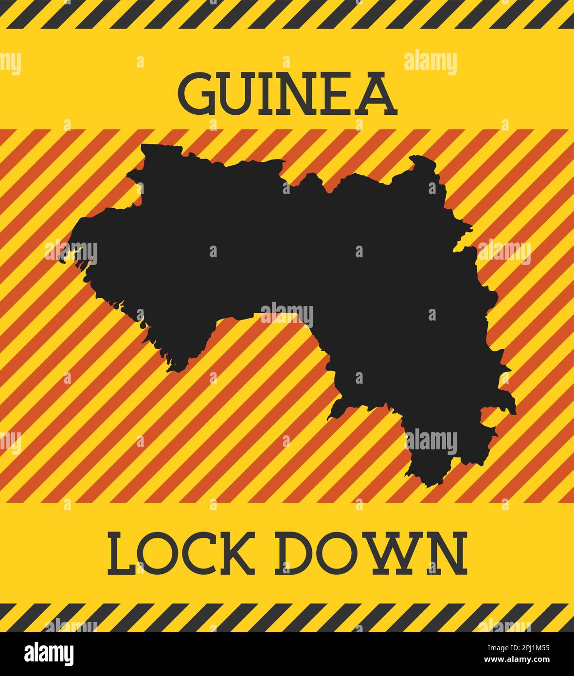 Guinea Lock Down Sign. Yellow country pandemic danger icon. Vector ...