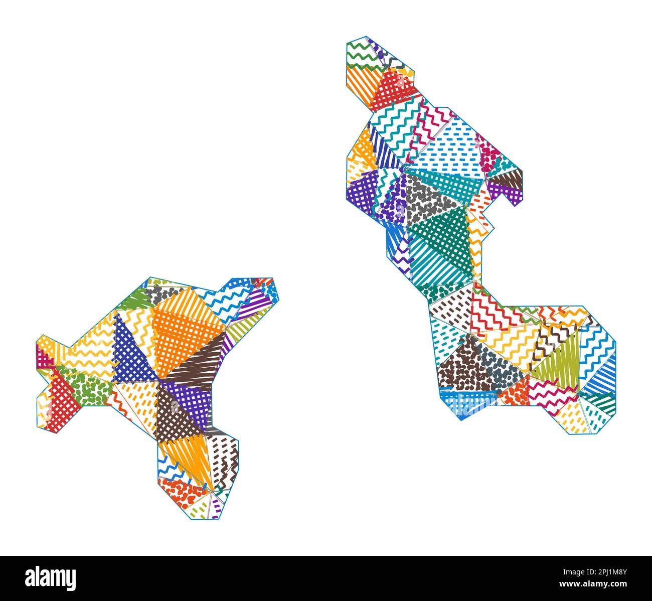 Kid style map of Cooper Island. Hand drawn polygons in the shape of ...