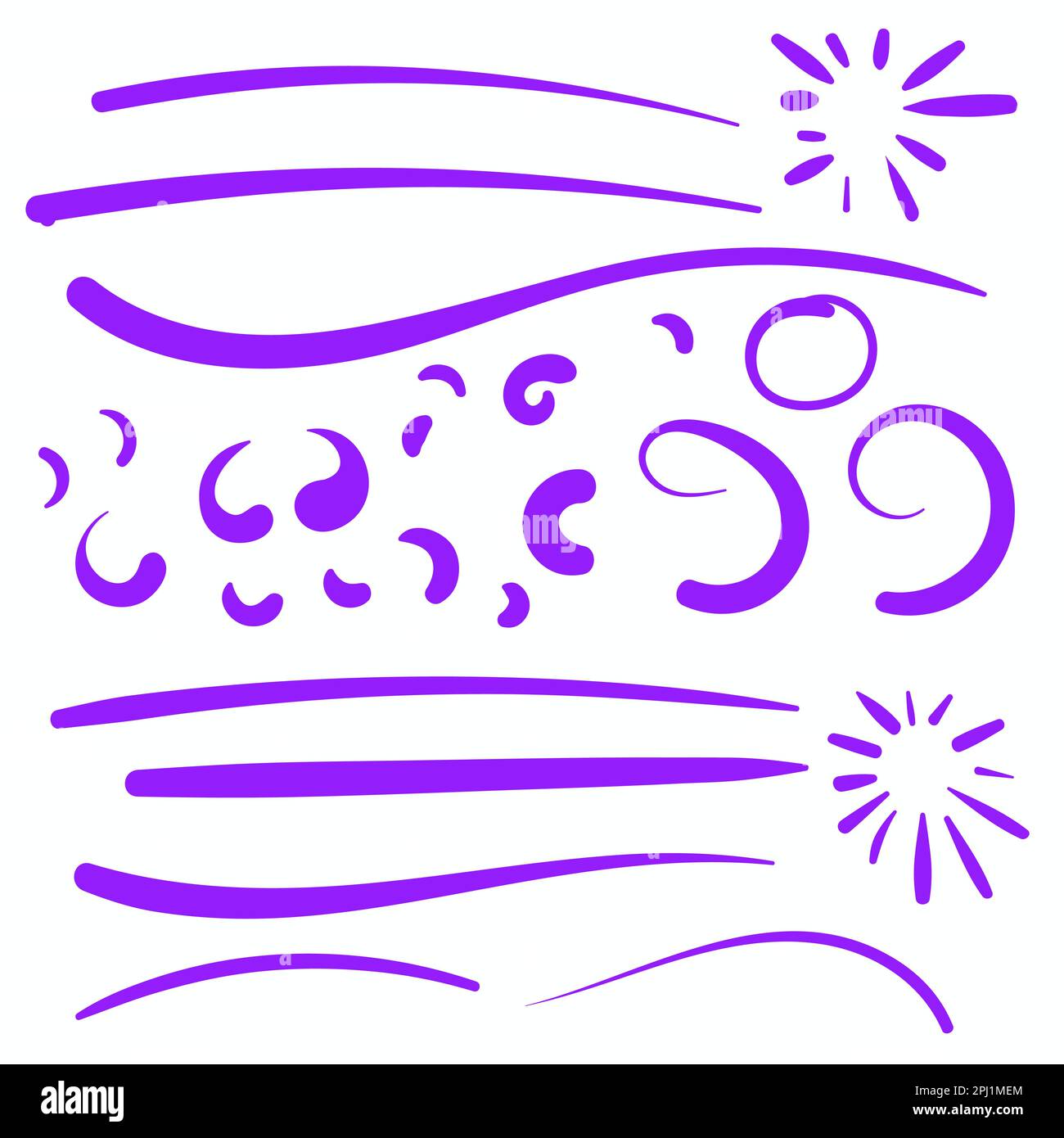 Purple Swirls Swoosh Marks with Vector Hand Drawn Highlighter Accent ...