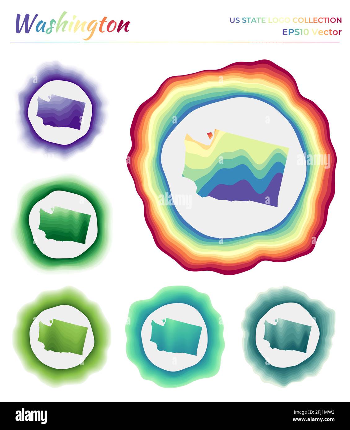 Washington logo collection. Colorful badge of the US state. Layers ...