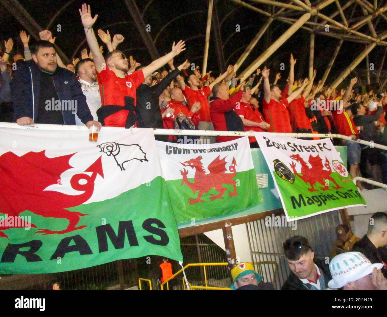 Welsh supporters inside Stadion Poljud on the 25th March 2023 Stock ...
