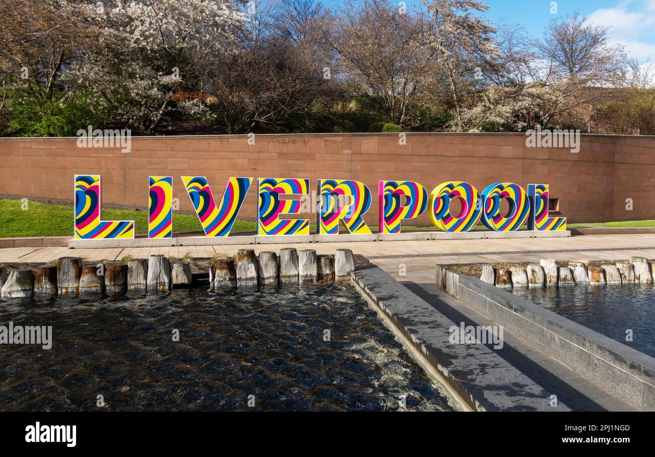 The colourful Liverpool sign near Liverpool One Stock Photo - Alamy