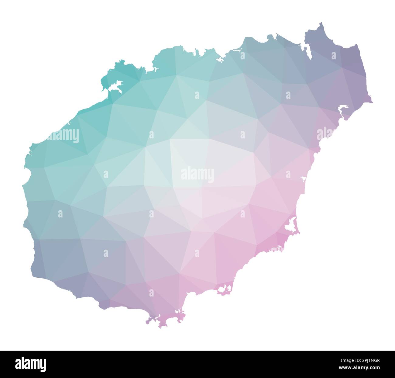 Polygonal map of Hainan. Geometric illustration of the island in ...