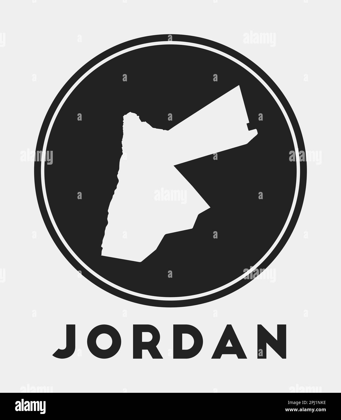 Jordan icon. Round logo with country map and title. Stylish Jordan ...