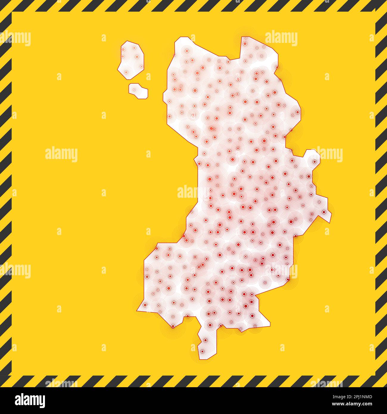 Ko Tao closed - virus danger sign. Lockdown island icon. Black striped ...