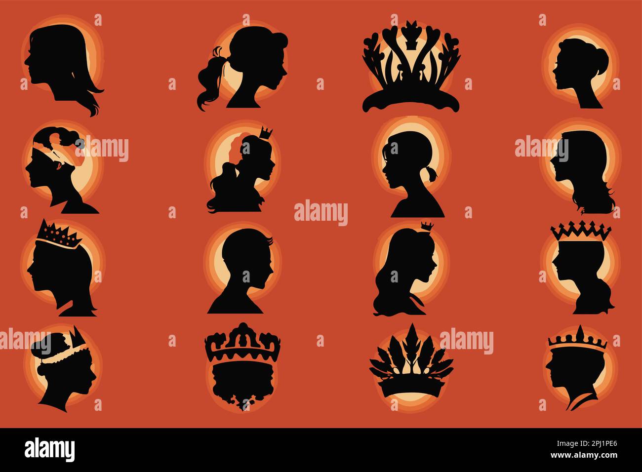 Silhouettes queen crowns set Illustration vector design collection ...