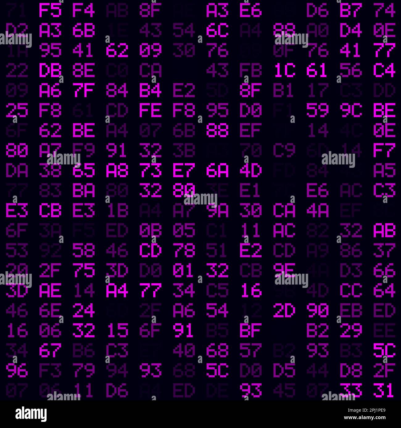 Digital cover. Magenta filled hexadecimal pairs background. Small sized ...