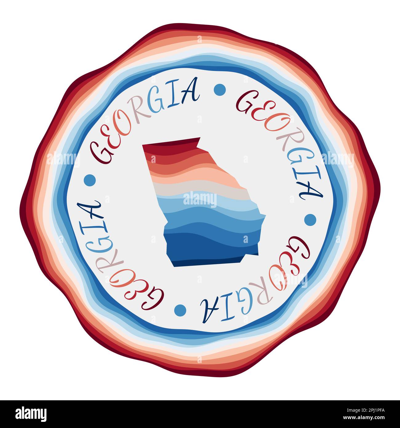 Georgia badge. Map of the US state with beautiful geometric waves and ...