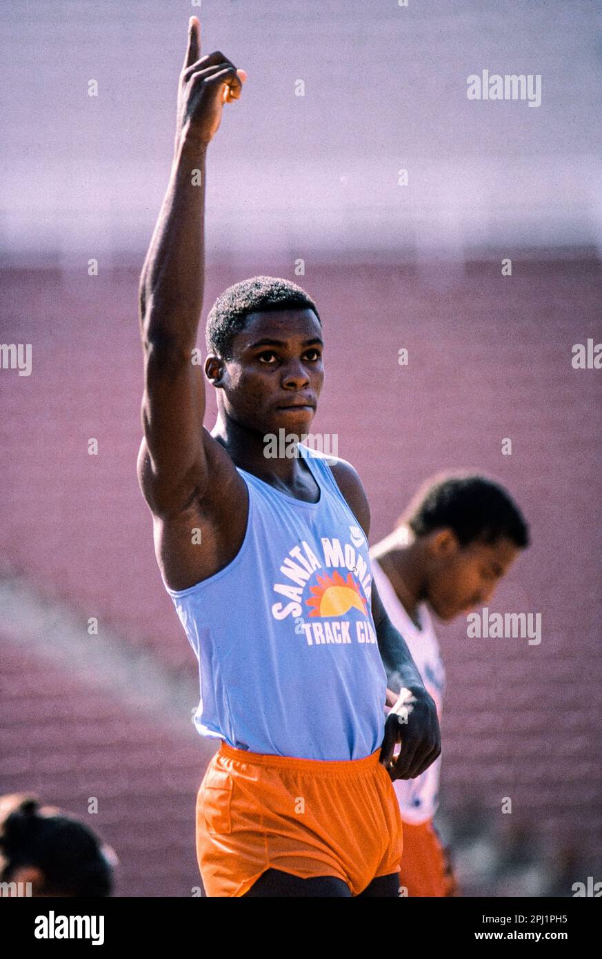 Carl Lewis (USA) competing at the 1984 United States Olympic team ...