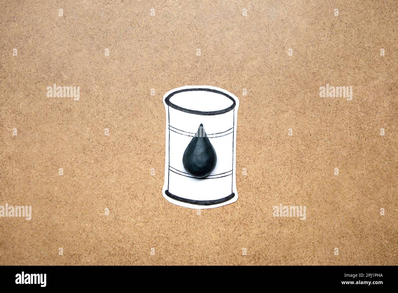 Oil barrel with 3d oil drop sign. Hand drawn concept of fossil fuel ...
