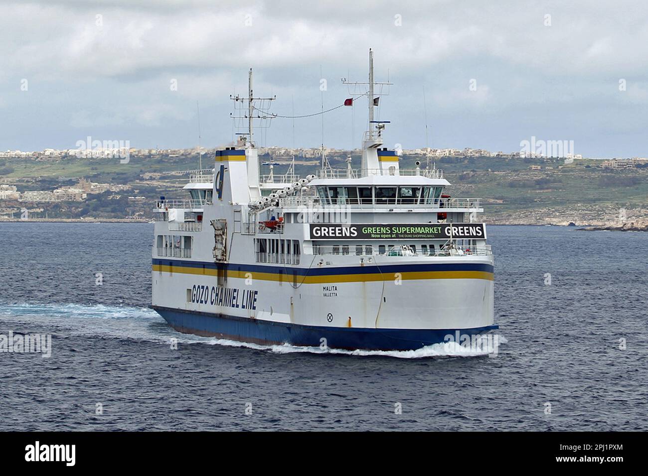 A ferry crossing the Gozo Channel, which is short stretch of ...