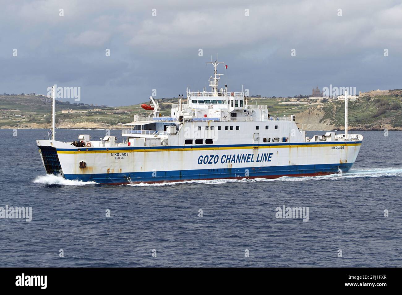 A ferry crossing the Gozo Channel, which is short stretch of ...