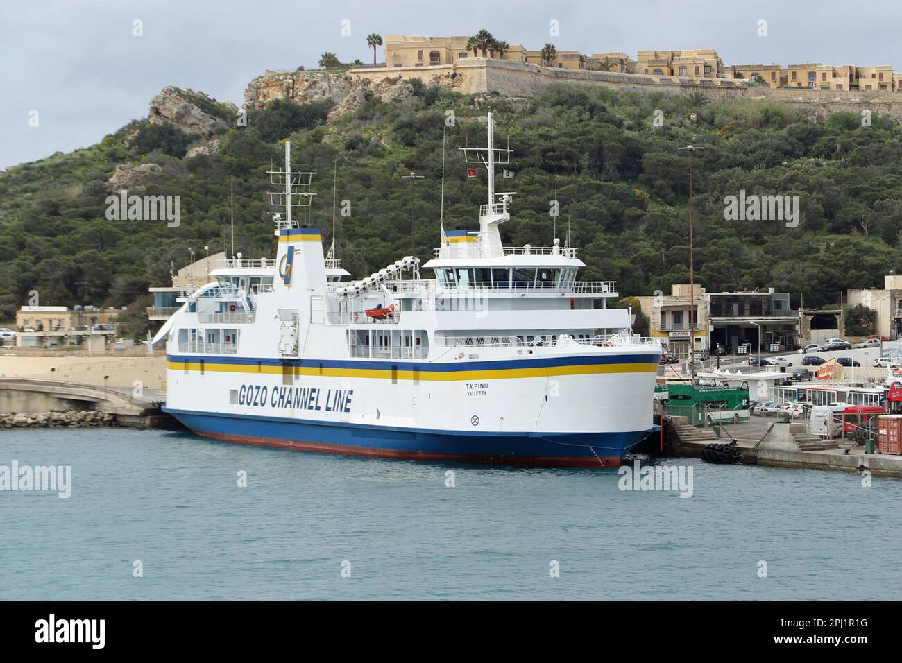 A ferry crossing the Gozo Channel, which is short stretch of ...