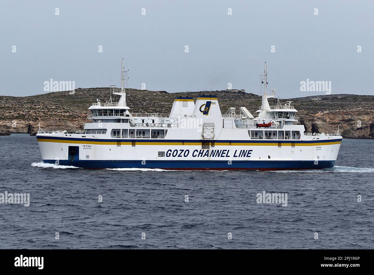 A ferry crossing the Gozo Channel, which is short stretch of ...