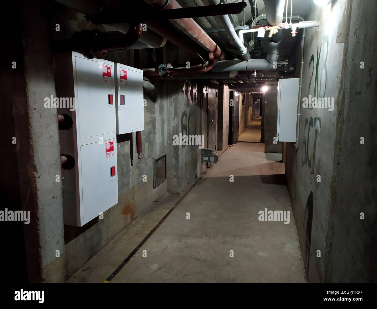 Russian Federation. Saint-Petersburg. March 2023, spring. Basements in ...