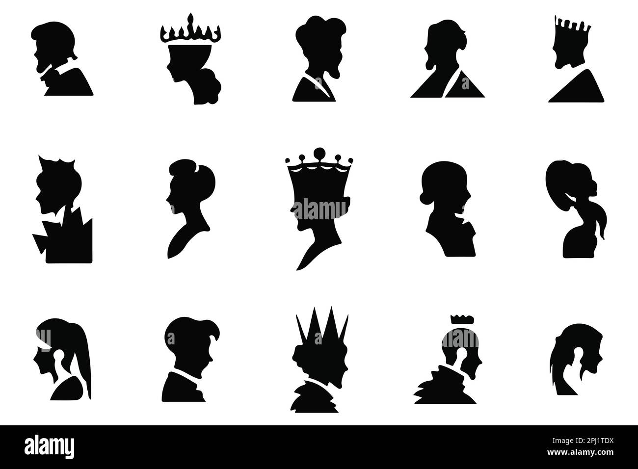 Silhouettes king crowns set Illustration vector design collection Stock ...