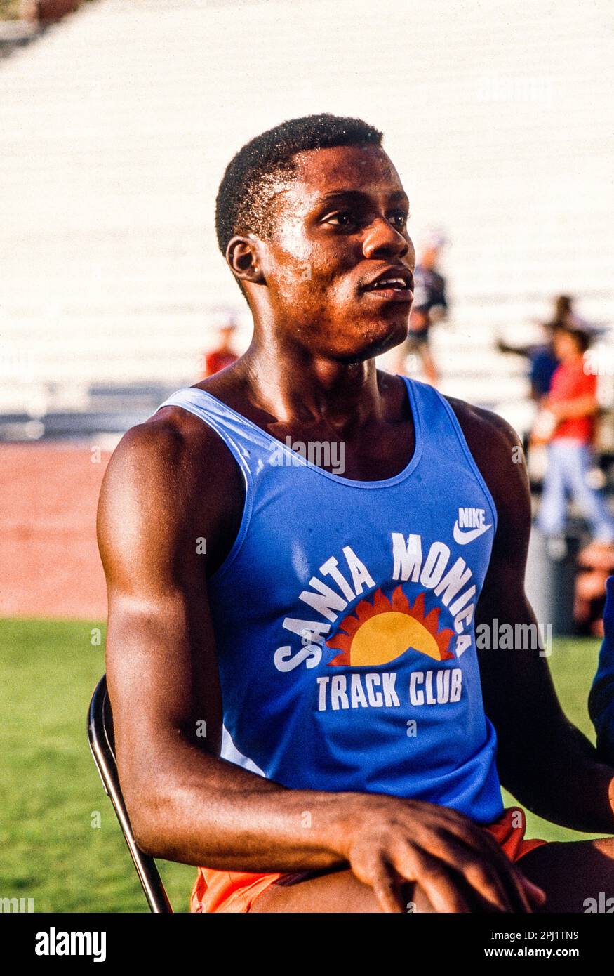 Carl Lewis (USA) competing at the 1984 United States Olympic team ...