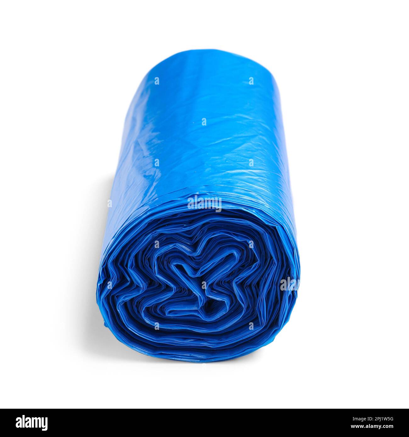 Blue roll of garbage bags isolated on white background Stock Photo - Alamy