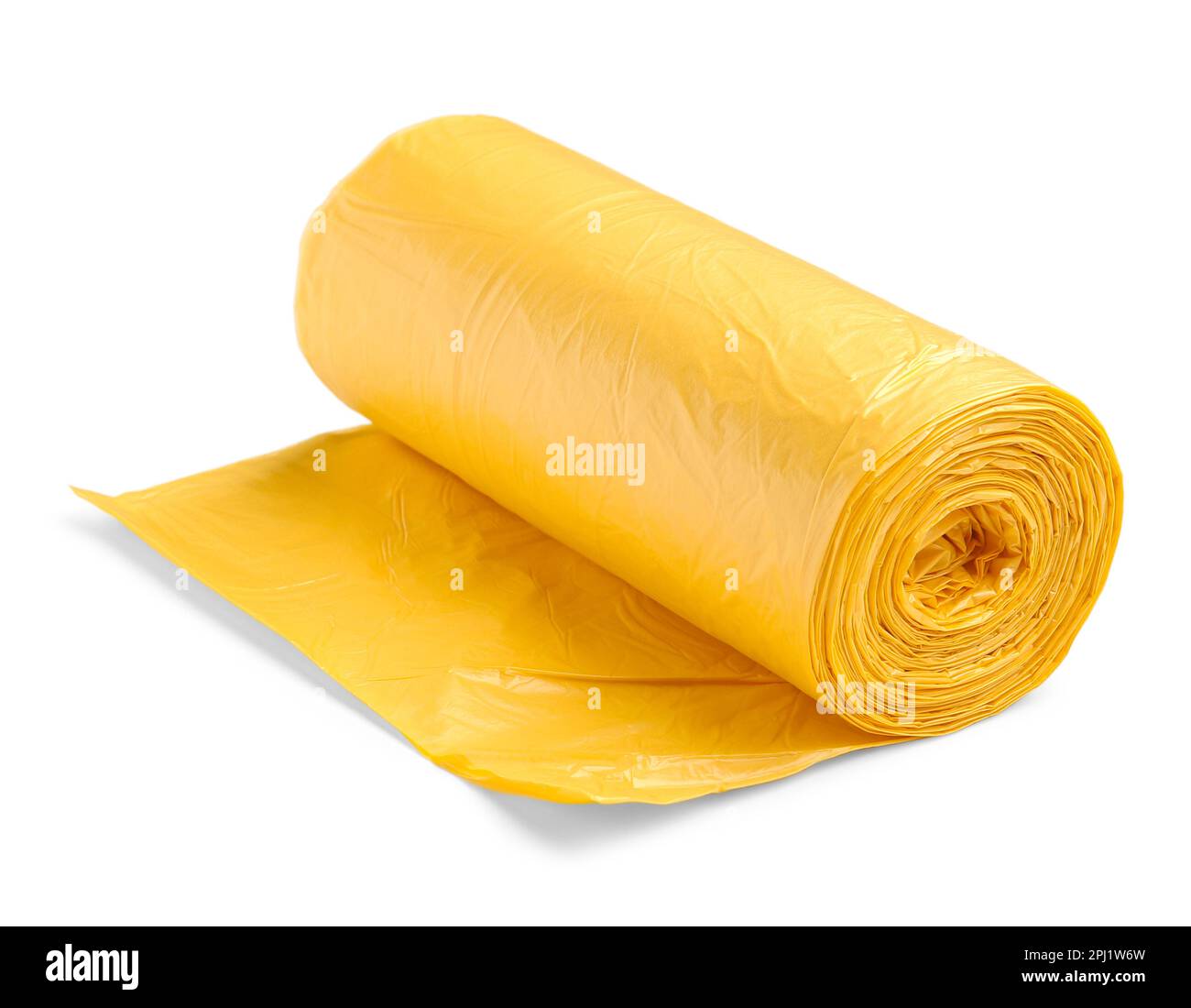 Yellow roll of garbage bags isolated on white background Stock Photo ...