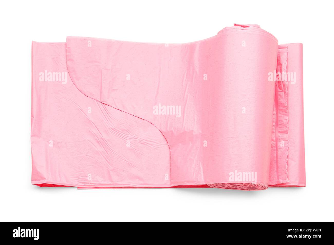 Pink roll of garbage bag isolated on white background Stock Photo - Alamy