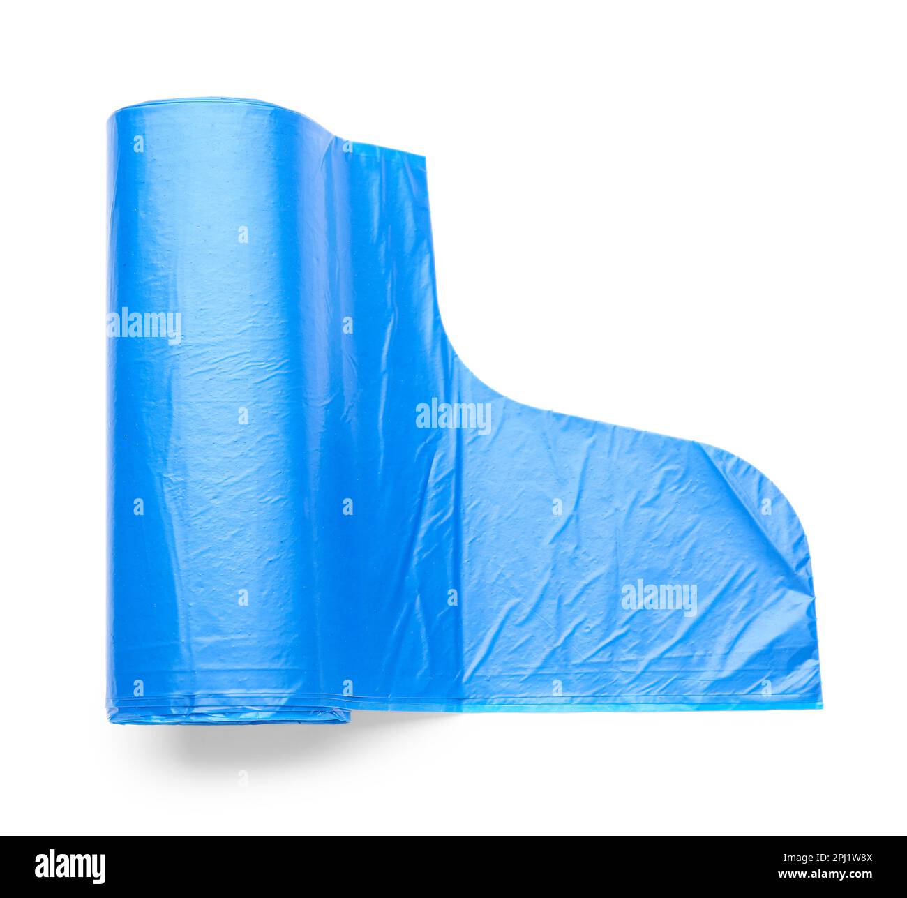 Blue roll of garbage bags isolated on white background Stock Photo - Alamy