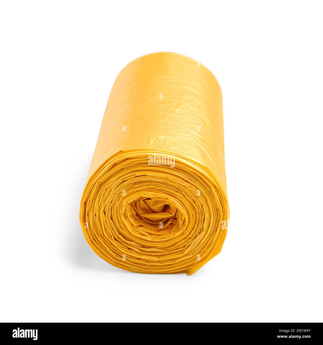 Yellow roll of garbage bags isolated on white background Stock Photo ...