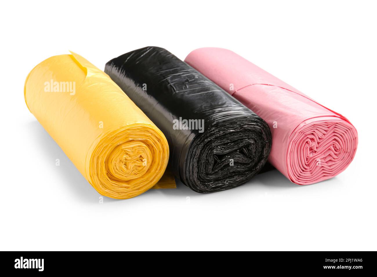 Different rolls of garbage bags isolated on white background Stock ...