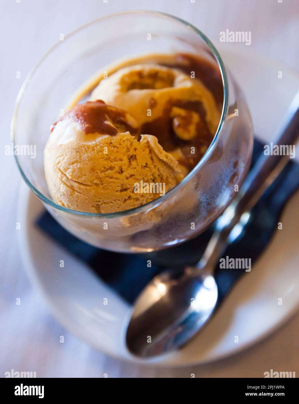 Sweet tasty chocolate ice-cream, served with hot chocolate Stock Photo ...