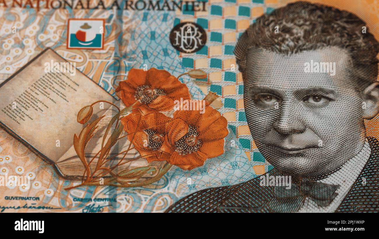 Romanian LEI Currency Banknote. RON Money European Currency Stock Photo ...