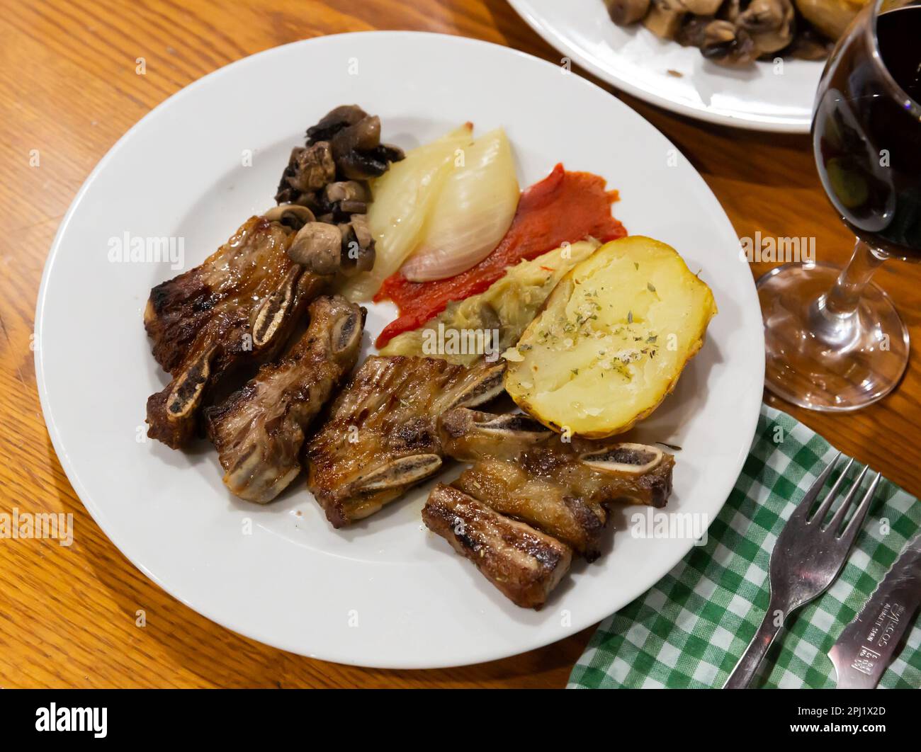 roasted veal ribs with potato Stock Photo - Alamy