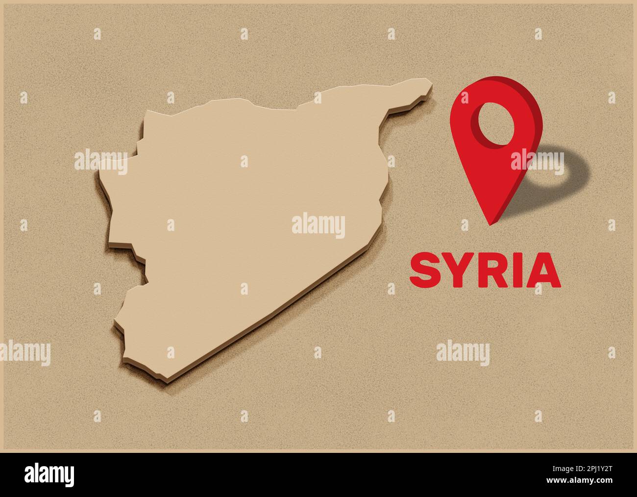 Syria national 3d map Stock Photo - Alamy
