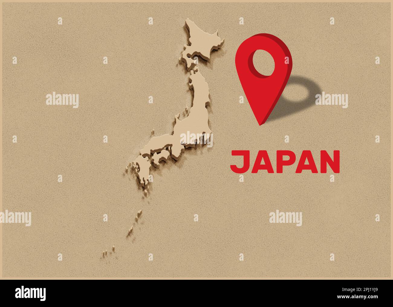 Japan national 3d map Stock Photo - Alamy