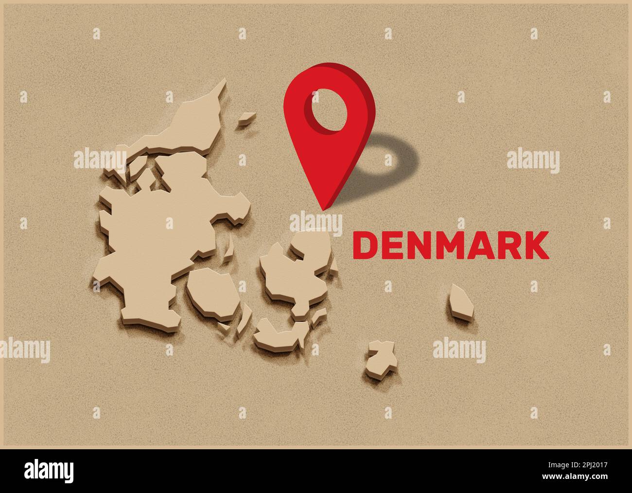 Denmark national 3d map Stock Photo - Alamy