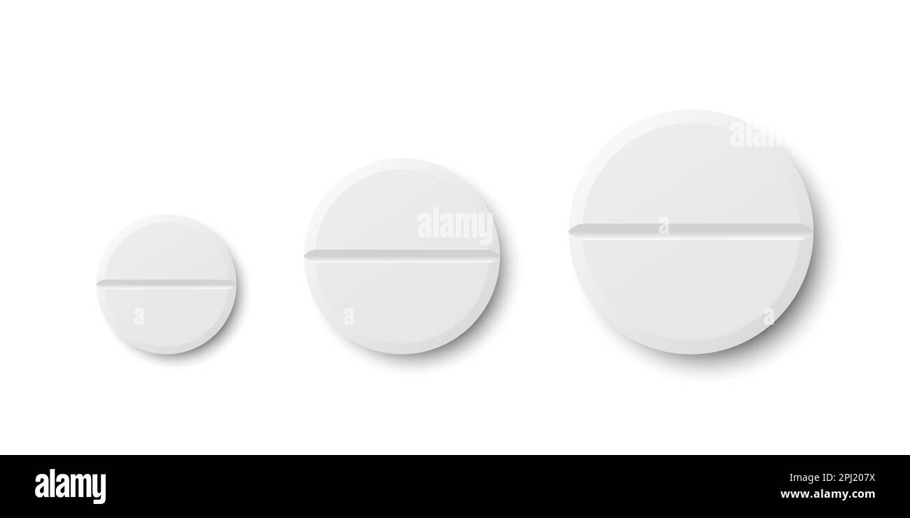 Vector 3d Realistic White Round Pharmaceutical Medical Pill, Capsule ...