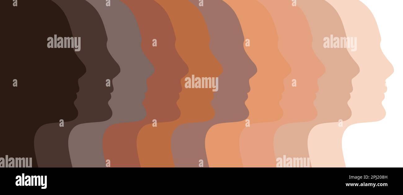 Head shapes in various skin colors - diversity concept - vector ...