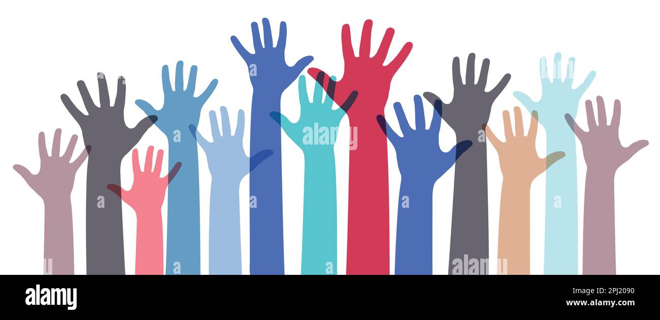 Many colorful hands - diversity concept - vector illustration Stock ...