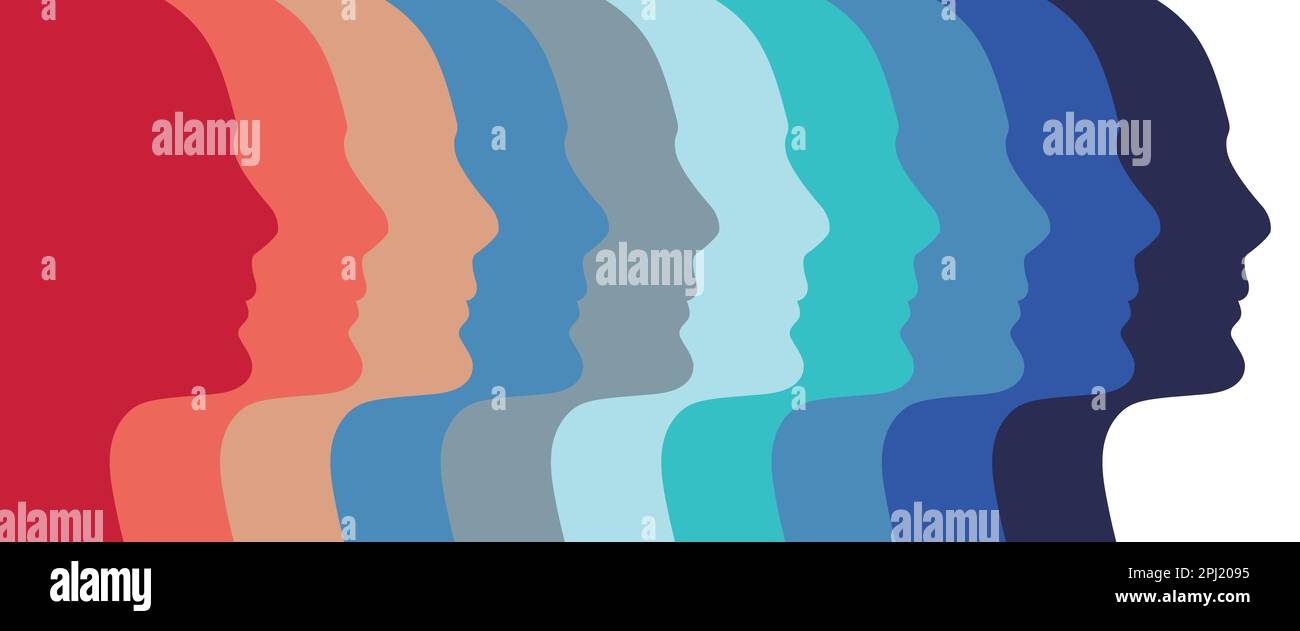 Colorful geometrical head shapes - diversity concept - vector ...