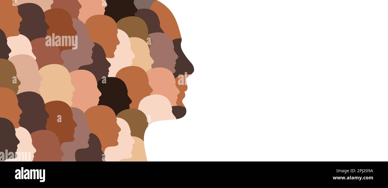 Head shapes in various skin colors - diversity concept - vector ...