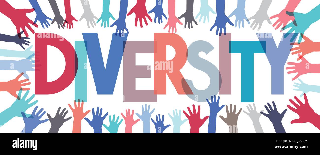 Colorful human hands and diversity word - vector illustration Stock ...