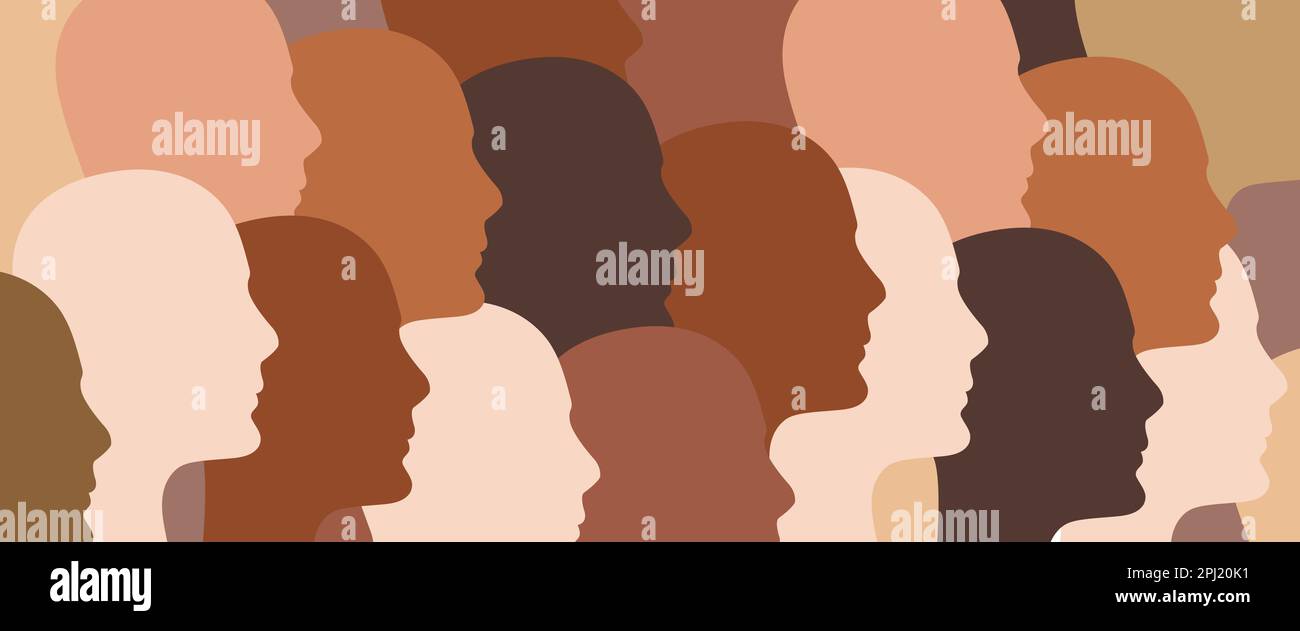 Head shapes in various skin colors - diversity concept - vector ...