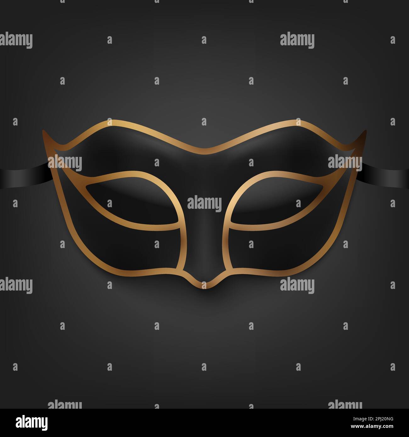 Vector 3d Realistic Black and Golden Carnival Face Mask on Black ...