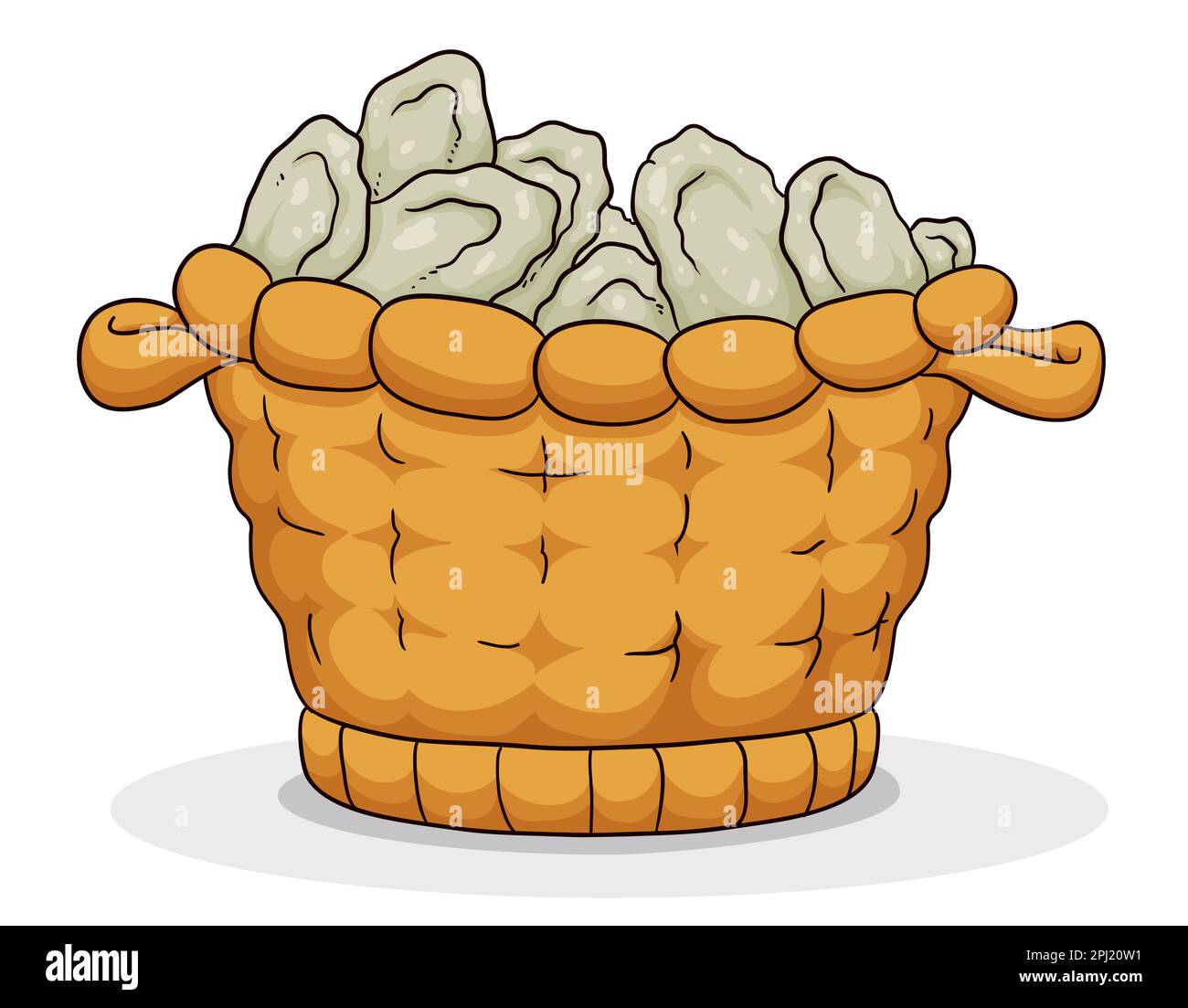 Traditional basket with handles, filled with loaves of bread ...