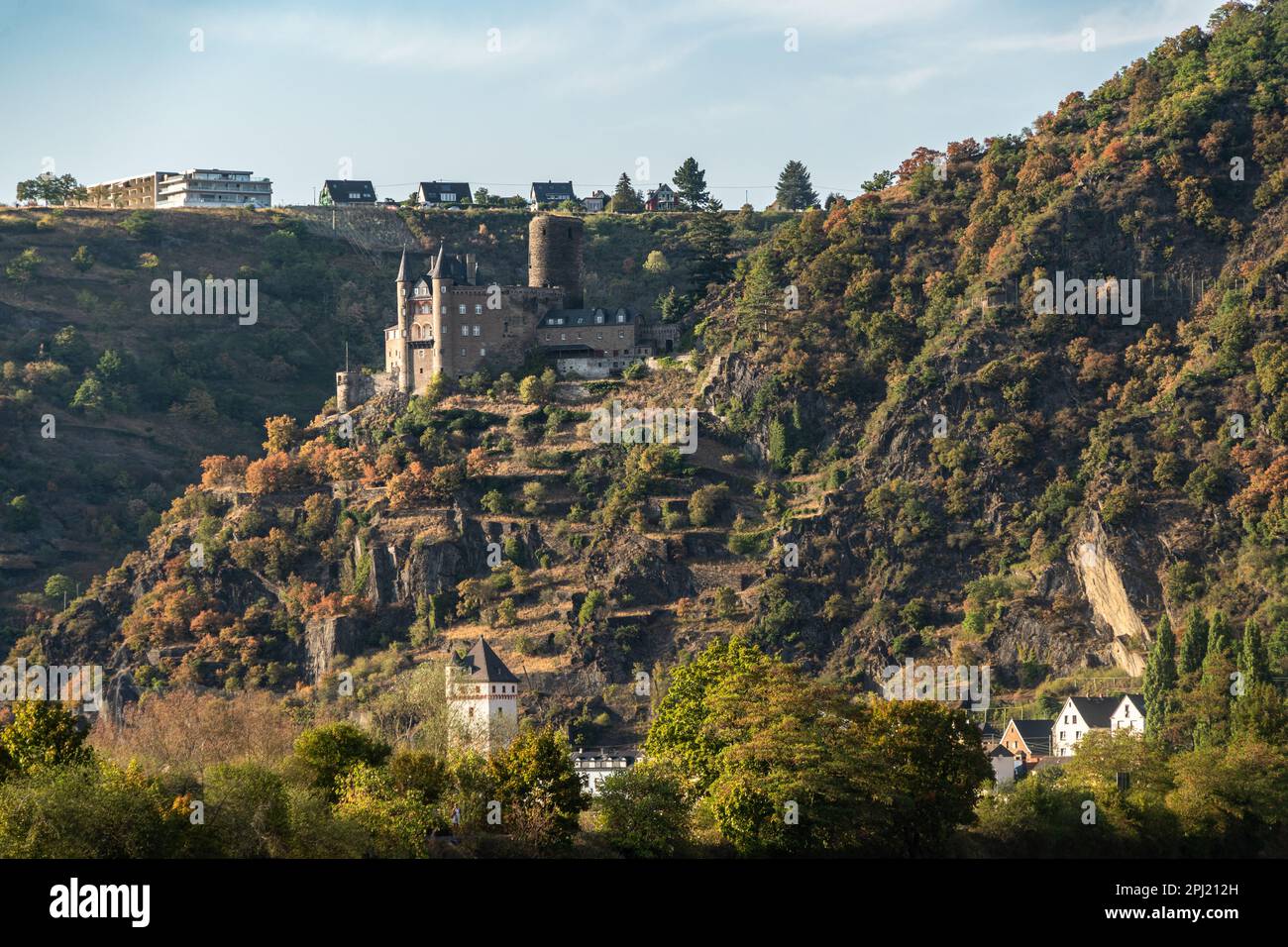 Scenic landscape of Rhine Gorge, UNESCO World Heritage Site, at St ...
