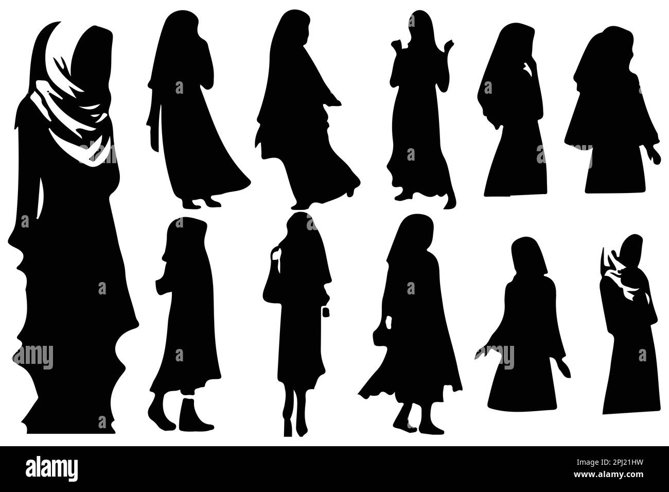 Muslim woman in hijab fashion silhouette vector Stock Vector Image ...