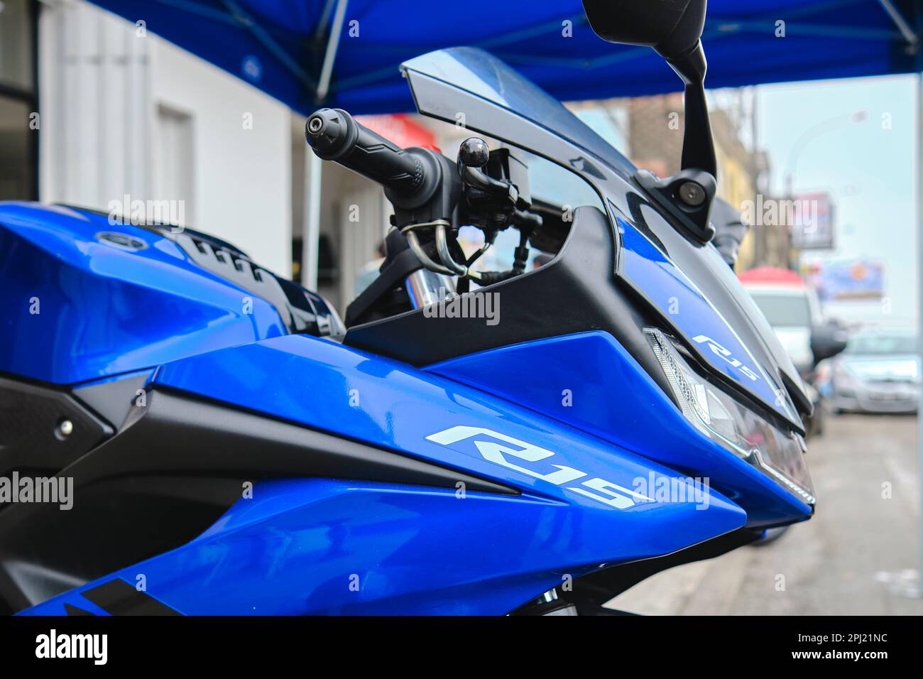 Lima, Peru. 2023. Yamaha test ride, and motorcycle driving instruction ...