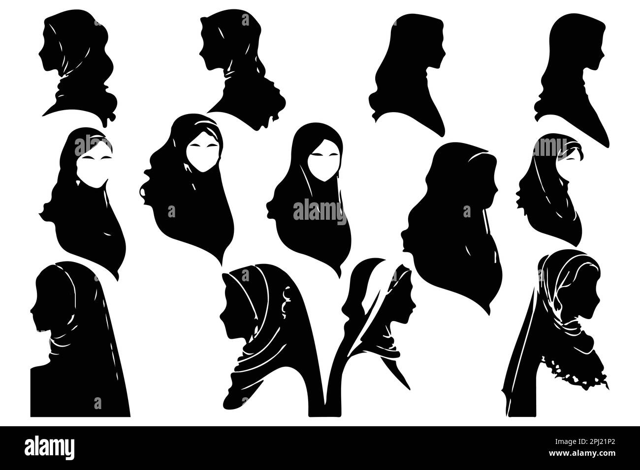 Muslim woman in hijab fashion silhouette vector Stock Vector Image ...